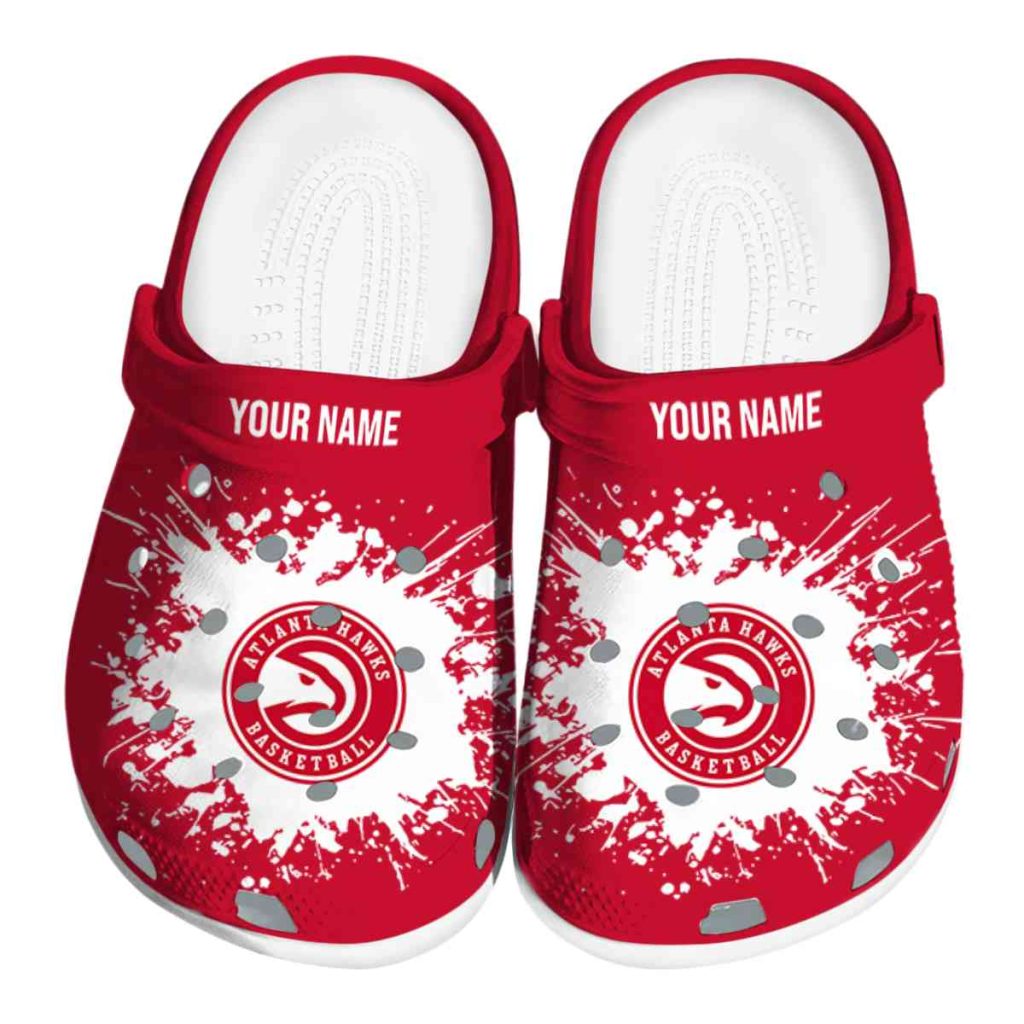 Personalized Atlanta Hawks Splatter Background Clog - VivaCrocs