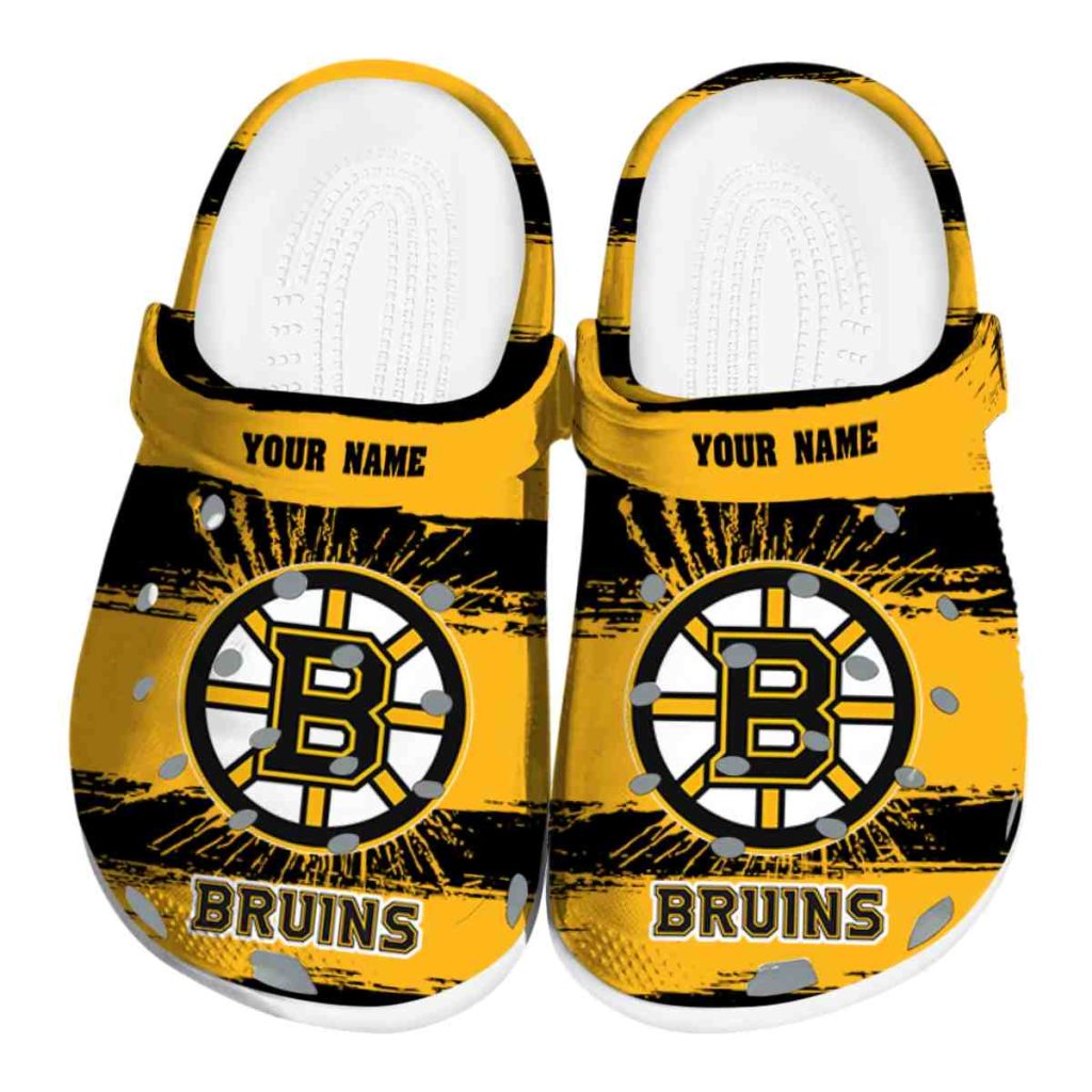 Personalized Boston Bruins Paint Splatter Graphics Clog - VivaCrocs