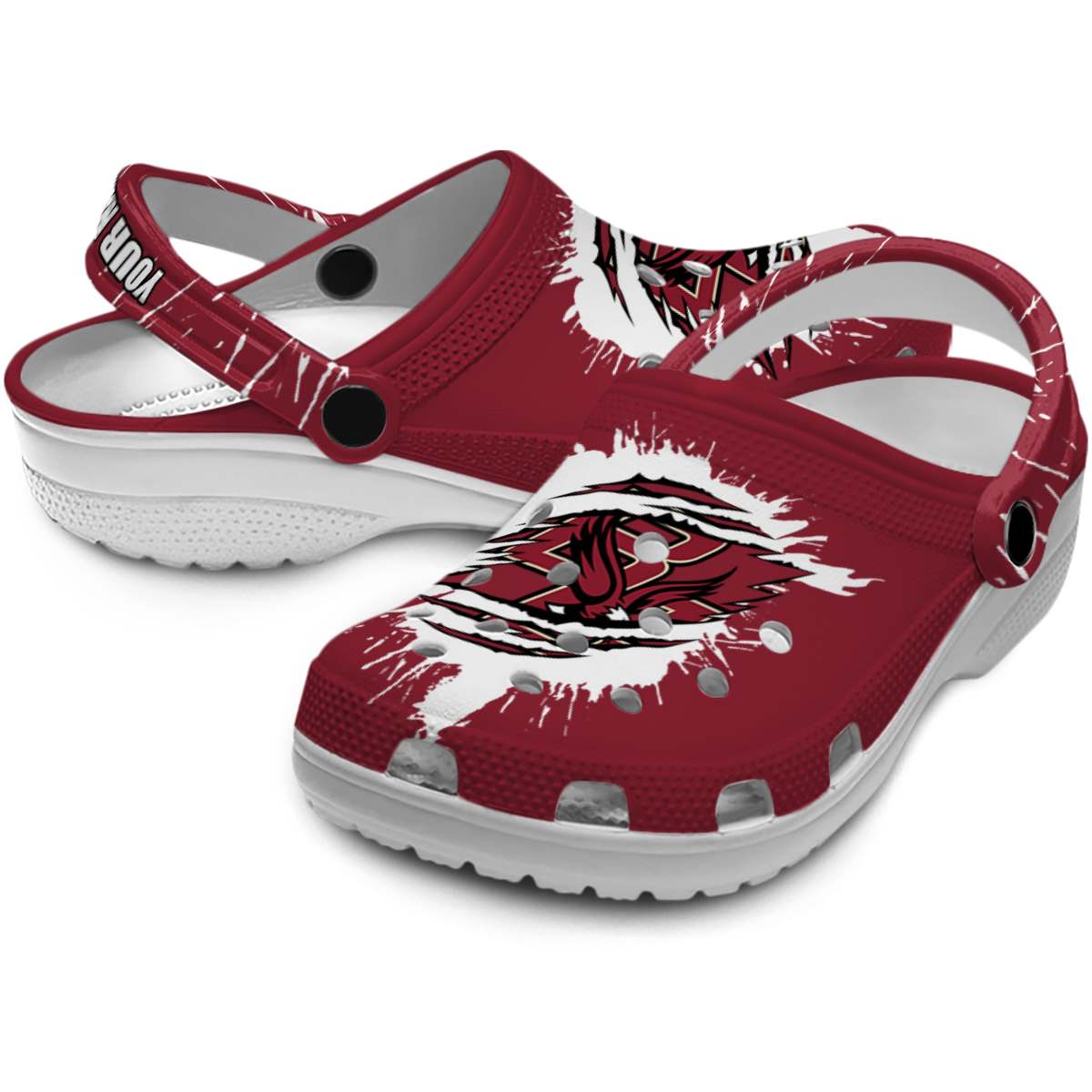 Personalized Boston College Eagles Splash Motif Background Clog - VivaCrocs