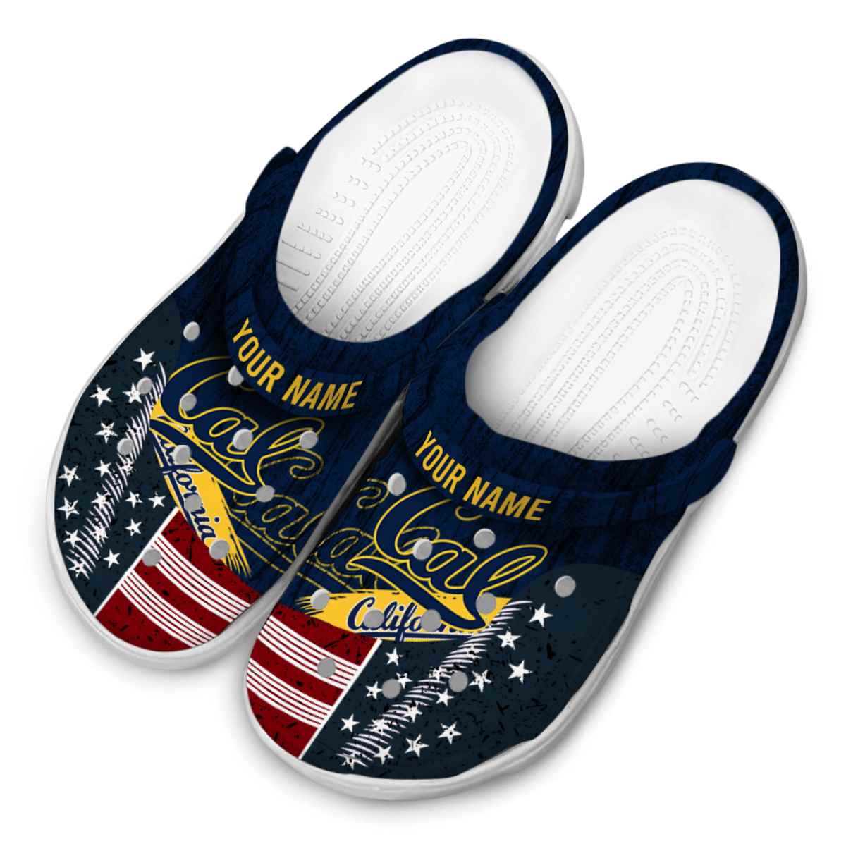 Personalized California Golden Bears Star-Spangled Side Pattern Clog ...