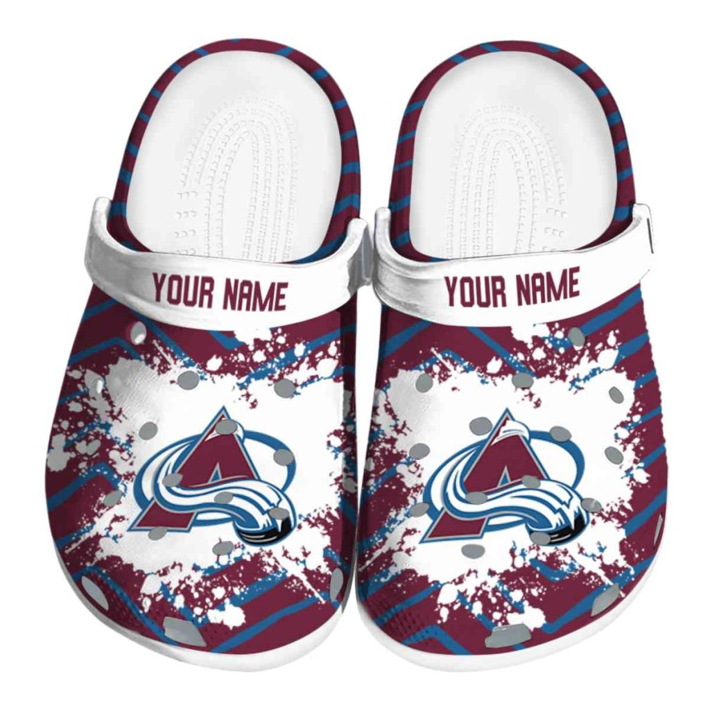 Personalized Colorado Avalanche Zigzag Paint Burst Clog - VivaCrocs
