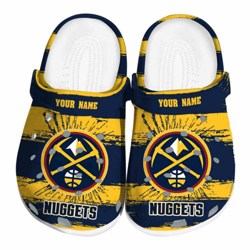 Personalized Denver Nuggets Paint Splatter Graphics Clog - VivaCrocs