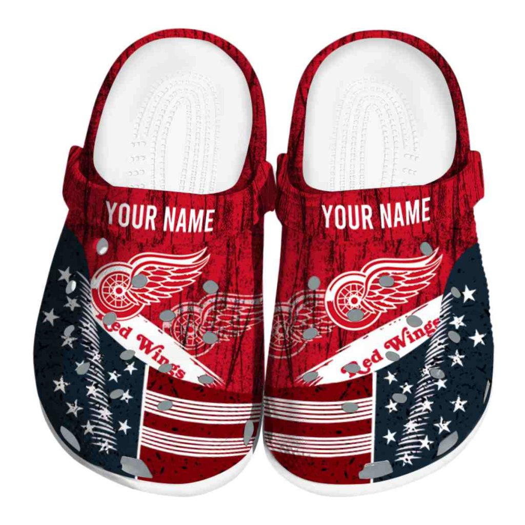 Personalized Detroit Red Wings Star-Spangled Side Pattern Clog - VivaCrocs