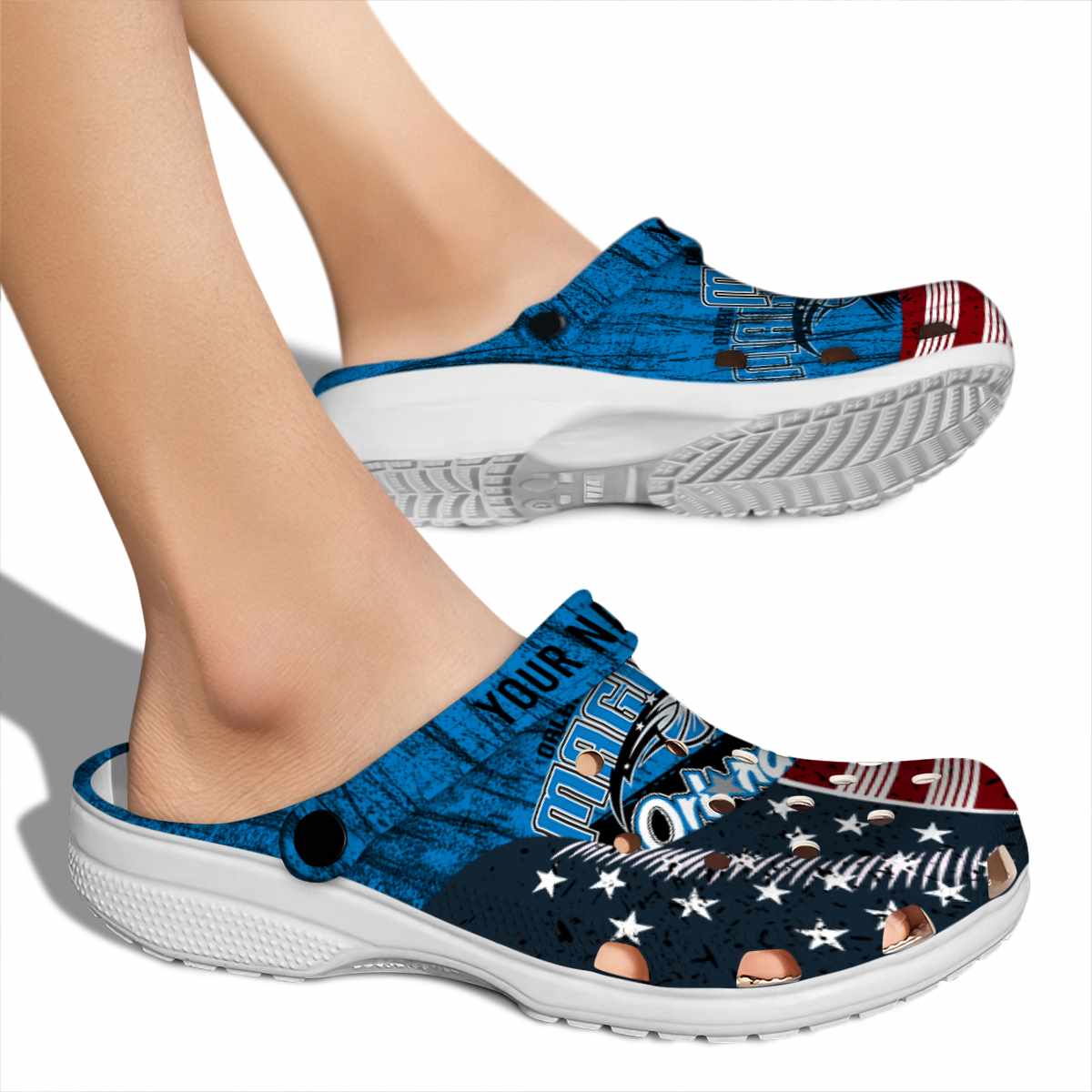 Personalized Orlando Magic Star-Spangled Side Pattern Clog - VivaCrocs