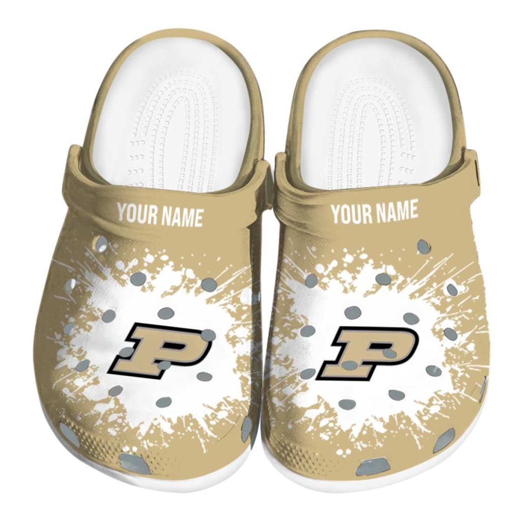 Personalized Purdue Boilermakers Splatter Background Clog - VivaCrocs