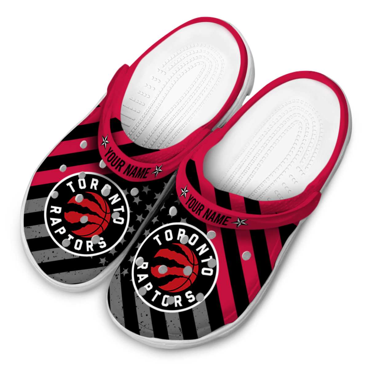 Personalized Toronto Raptors Star-Spangled Graphic Clog - VivaCrocs