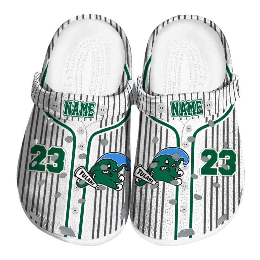 Personalized Tulane Green Wave Pinstripe Pattern Clog - VivaCrocs