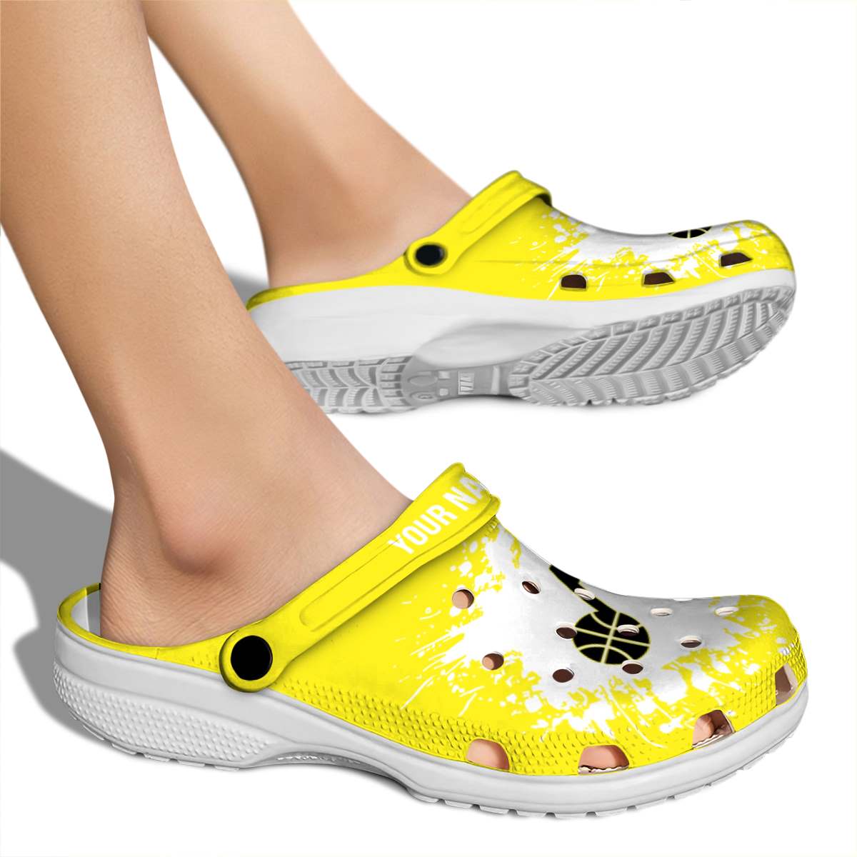 Personalized Utah Jazz Splatter Background Clog - VivaCrocs