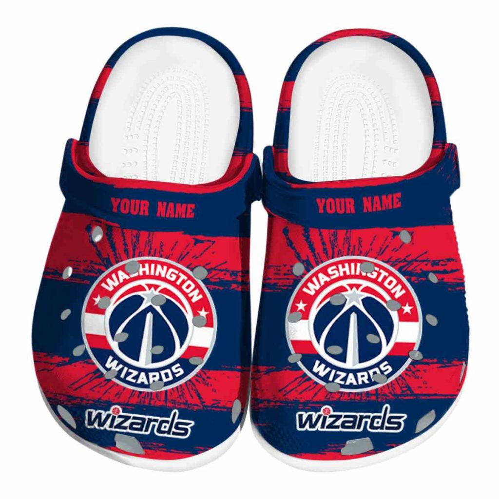 Personalized Washington Wizards Paint Splatter Graphics Clog - VivaCrocs