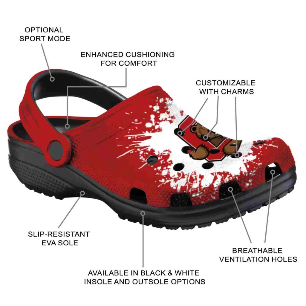 Custom Cornell Big Red Splatter Background Clog - VivaCrocs
